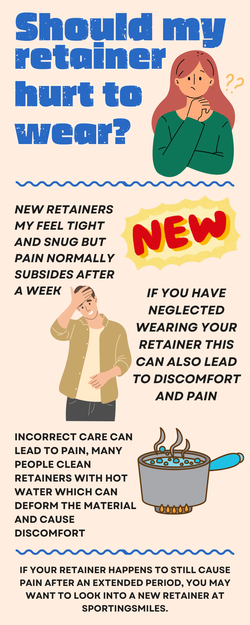 Should My Retainer Hurt to Wear? - SportingSmiles Dental